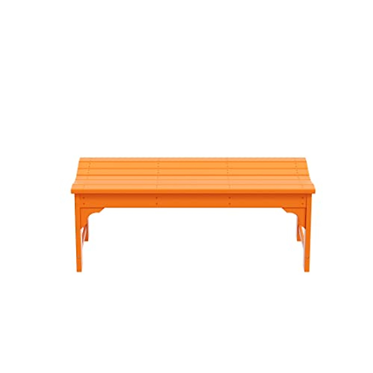 WO Home Furniture Outdoor 46" Backless HDPE Adirondack Bench, Poly Lumber Seat for Patio, Backyard, Balcony, All Weather Resistant with UV Protection, Orange
