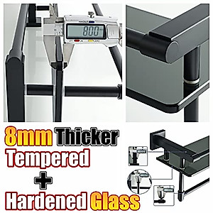 Alise Bathroom Shelves Glass Shelf with Bar,Wall Mount Floating Shelves for Bathroom,1 Tier Tempered Glass Rack Holder Storage Organizer,SUS 304 Stainless Steel Rack,Matte Black