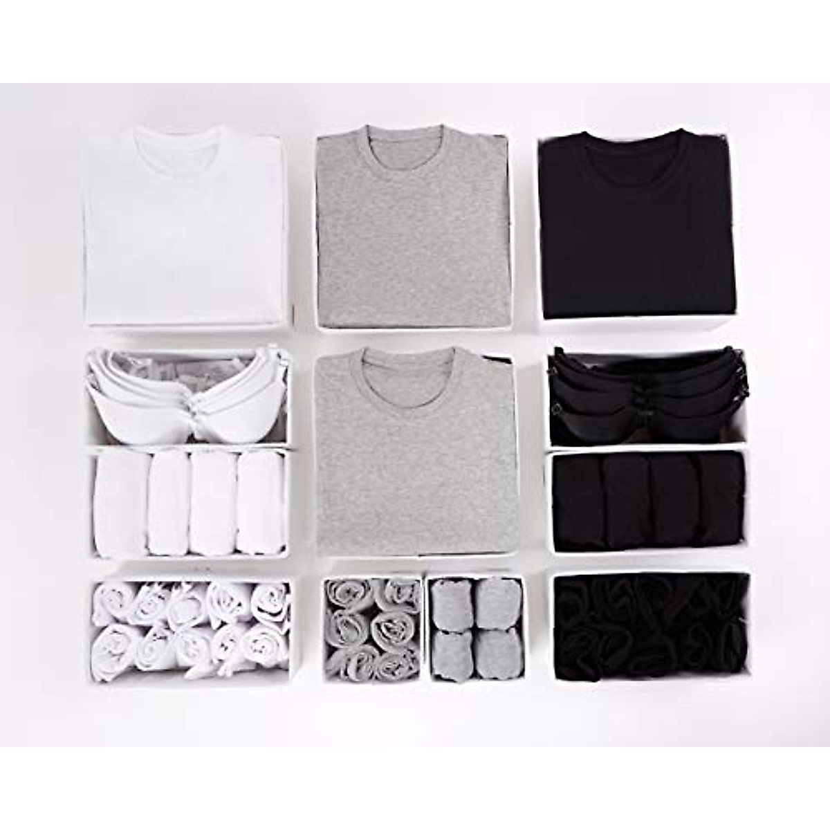 12pcs White Large Drawer Organizer Drawer Organizers for Clothing Wardrobe Clothes Organizer Underwear Organizer Dresser Drawer Organizers Underwear Drawer Organizer Clothes