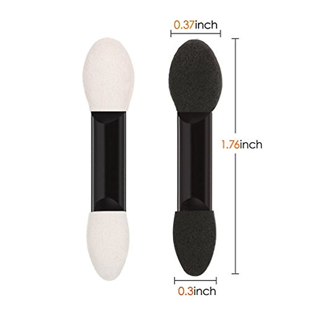 KINGMAS 100 Pack Disposable Eyeshadow Brush, Double Ended Sponge Eye Shadow Applicator Makeup Brushes - Black