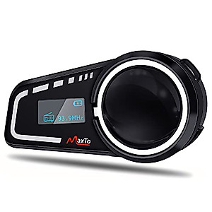 MAXTO Motorcycle Bluetooth Headset M2C 1000M 6 Riders Group Helmet Communication System with LCD Screen Universal Motorbike Intercom Waterproof Casco de Motor Intercomunicador FM/GPS/Siri(1 Pack)