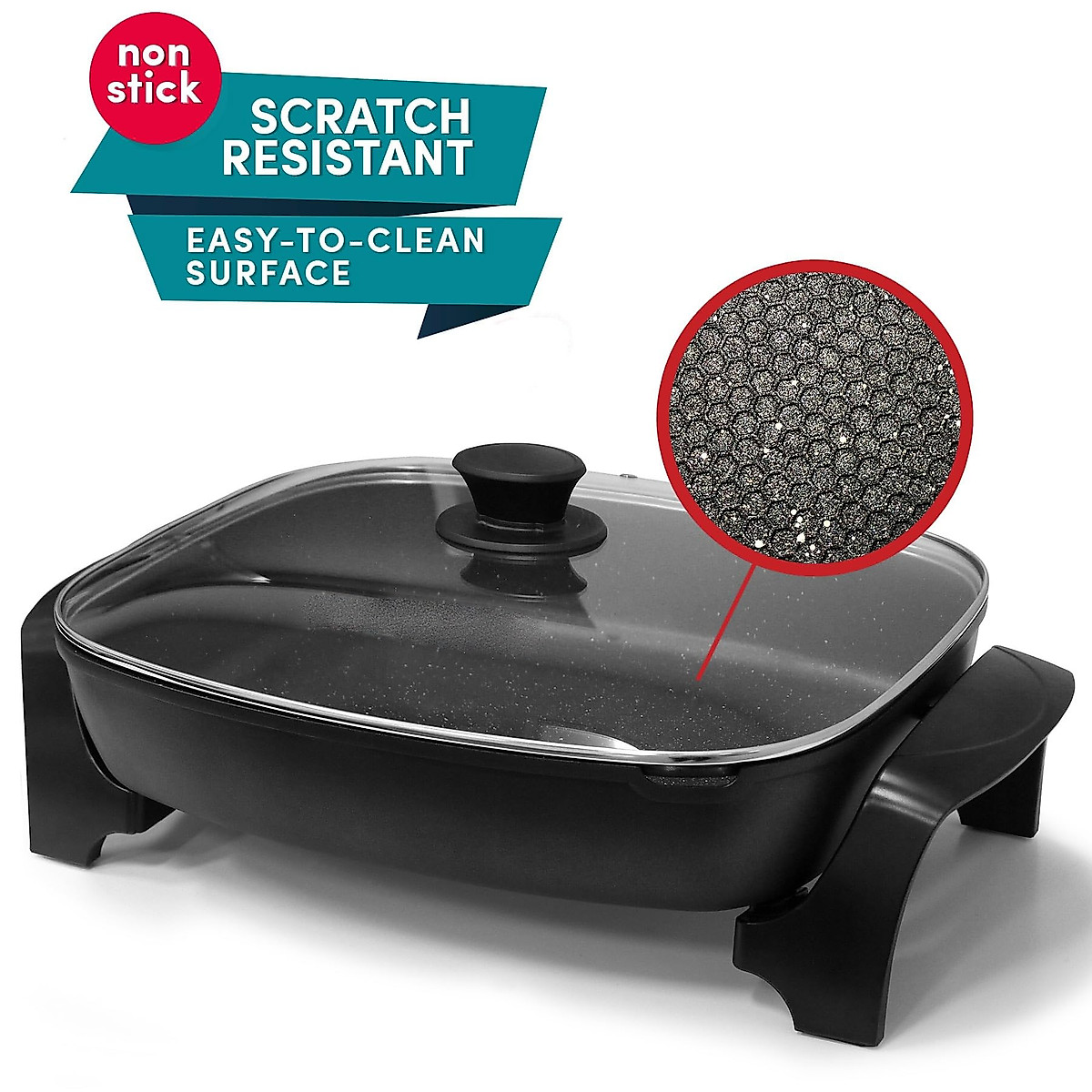 10.5-Quart Jumbo Electric Skillet with Easy-Pour Spout, Black - Versatile Cooking Made Easy