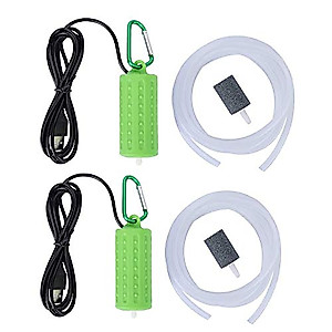 2PCS Aquarium USB Air Pump Portable Mini USB Aquarium Fish Tank Oxygen Air Pump Mute Energy Saving Fish Tank Air Pumps Green