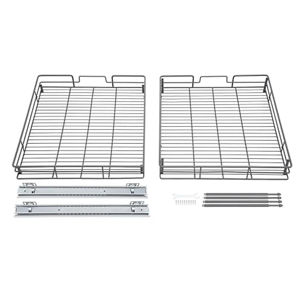 Pull Out Cabinet Organizer, Heavy Duty Metal Cabinet Drawers,Drawer Storage for Kitchen, Bathroom, Home,2 Tier Cabinet Pull Out Shelves (Grey)