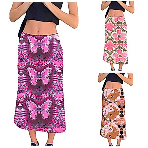 Padaleks Long Maxi Skirts for Women Gypsy Hippie Clothes Bohemian Style Vintage Print Summer Beach Skirt Dress