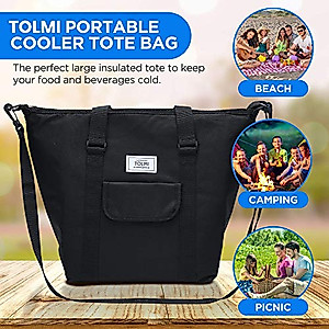 KRYO Insulated Portable Tote Bag Large picnic lunch cooler bag - Mens and Womens oversized travel totes with shoulder strap - Thermal Insulation coolers for cold food, beverages and wine (Black)