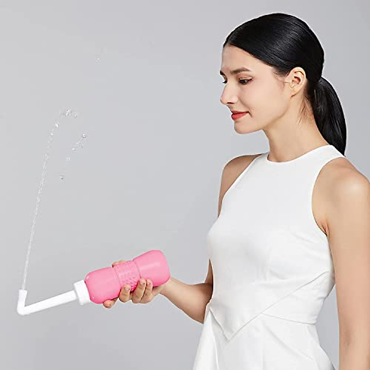 LZXIYUE Portable Travel Bidet Bottle 2 Pack - 450ml Peri Bottle for Postpartum Care,Handheld Portable Camping Bidet Bottle with Travel Bag for Women,Men,Baby,Personal Hygiene (Blue+Pink) LZ450