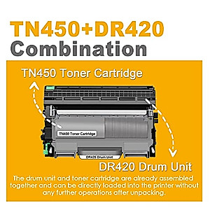 KALOKING Compatible Toner Cartridge and Drum Unit Replacement for Brother TN420 TN-420 TN450 TN-450 DR420 DR-420 for DCP-7060D 7065DN HL-2240 2270DW 2280DW MFC-7360N 7460DN 7860DW (1 Drum & 1 Toner)