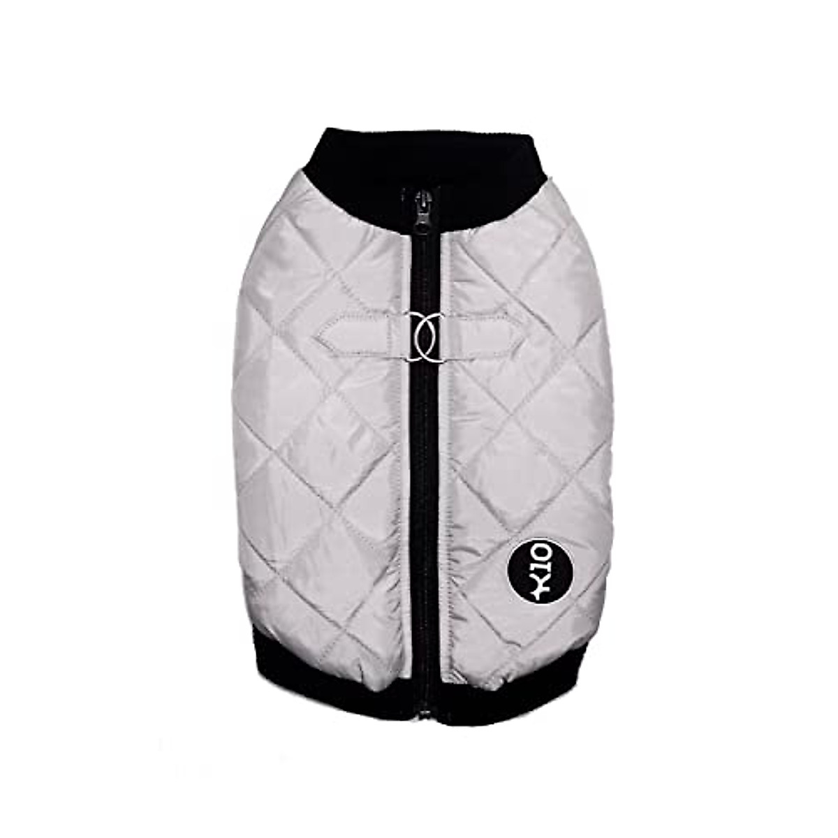 K10 Quiltee Coat - Warm Dog Coat with Leash Attachment - Water Resistant Jacket with Leash Ring - Built in D Ring Harness - Fleece Lined Vest - Lighter Than a Sweater - Small Dogs (S, Silver Grey)