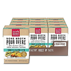 The Honest Kitchen Bone Broth POUR OVERS™ Wet Toppers for Dogs (12 pack), 5.5oz - Turkey & Salmon Stew
