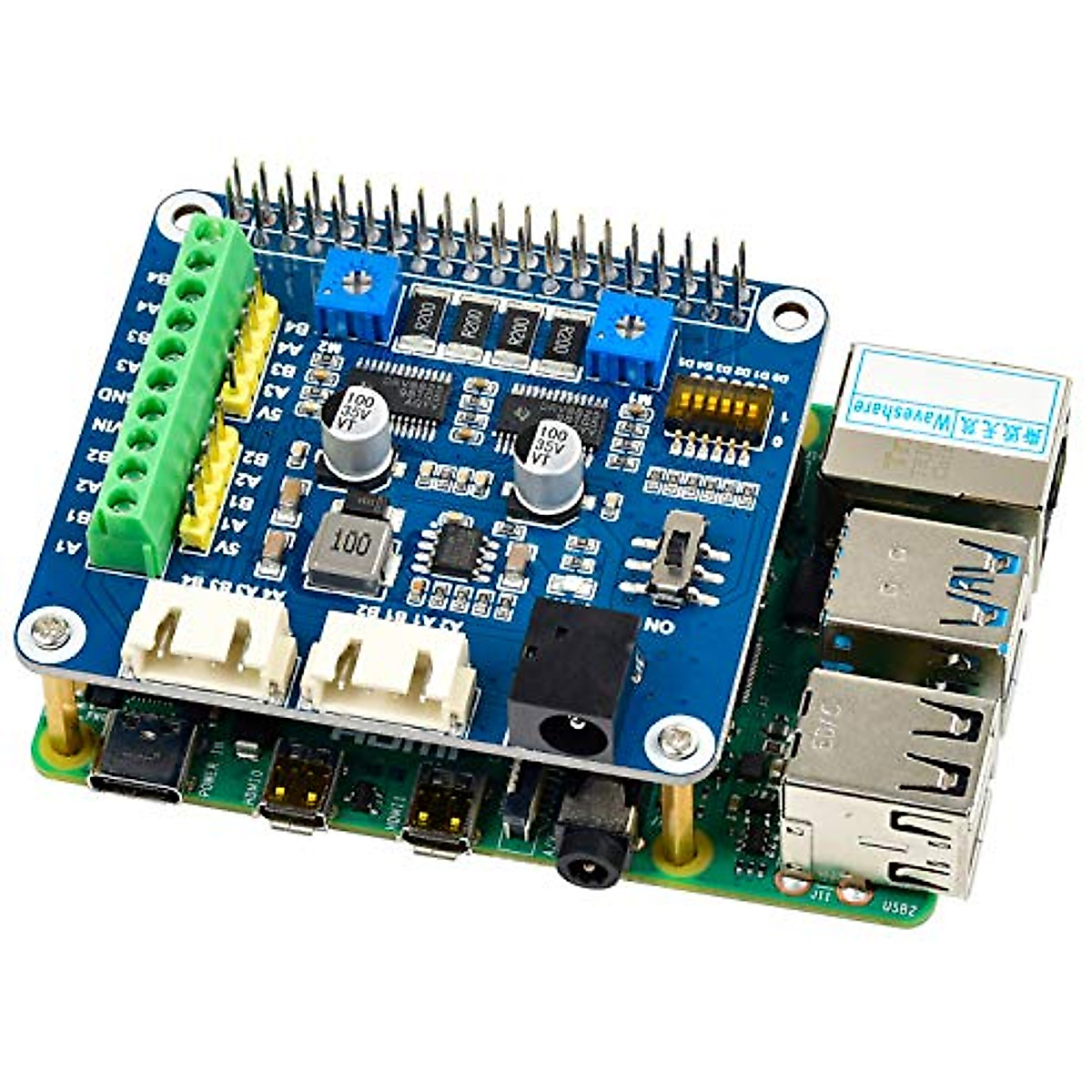 Stepper Motor HAT for Raspberry Pi 4B/3B+/2B/B+/Zero/W/WH/and Jetson Nano,DRV8825 Motor Controller Drives Two Stepper Motors, Up to 1/32 Microstepping,Use for 3D Printer,Sculpturing Machine etc