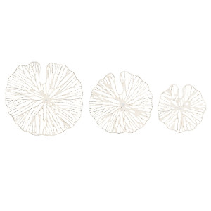 Creative Co-Op Handmade White Coral Shaped Paper & Metal Wall Décor (Set of 3 Sizes)
