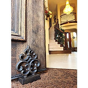 Lulu Decor, Cast Iron Fleur De Lis Door Stop, Door Stopper in Antique Black Finish, Beautiful and Useful Product (1 Piece)