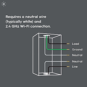 GE CYNC Smart Light Switch, Paddle Style, Neutral Wire Required, Bluetooth and 2.4 GHz Wi-Fi 4-Wire Switch, Works with Alexa and Google (1 Pack)
