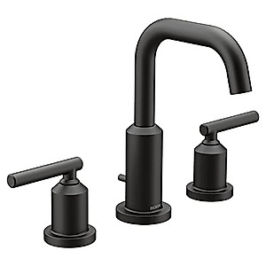 Moen T6142BL-9000 Gibson Two-Handle Widespread Bathroom Faucet with Valve, Matte Black