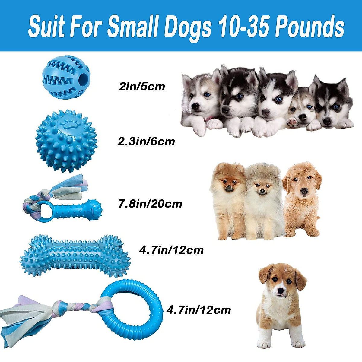 DGAGRCHEW Puppy Toys for Teething, Puppy Chew Toys for Small Dogs, Treat Dog Toys for Small Dogs 0-6 Months (Blue)