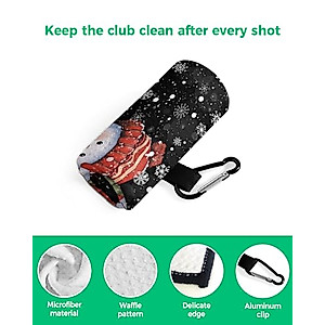 Golf Towel Xmas Snowman Christmas Snowflake Black,Waffle Pattern Microfiber Club Cleaner Golf Towels with Carabiner Clip for Women Men Dad,Winter Snow Golf Towel for Golf Bags Accessories,24x16in