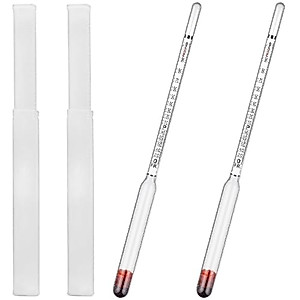 Alochol Hydrometer Kit for Distilled Spirits Brandy Liquor Whiskey Moonshine: 2X Alcohol Hydrometers 0-100% ABV Proof Tralle 0-200 Double Scales,100ml Glass Cylinder Test Jar Accessories Storage Box