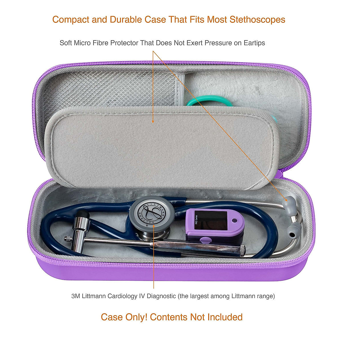 ButterFox Premium Stethoscope Case with Divider and ID Slot for 3M Littmann Classic III, Cardiology IV Diagnostic and More Stethoscopes with Pocket for Nurse Accessories (Lilac)