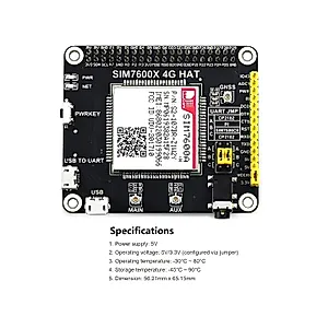 Ingcool 4G / 3G / GNSS HAT Compatible with Raspberry Pi 4B/3B+/3B/2B/Zero/Zero W/Zero WH,Jetson Nano Based on SIM7600A-H 4G Support LTE CAT4 for Downlink Data Transfer,4G Connection etc