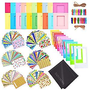Sunmns Colorful Bundle Kit Accessories Set Compatible with Instax Mini 12 11 9 8 90 70 Camera, Accessory Include Film Stickers, Desk Frames, Hanging Frame