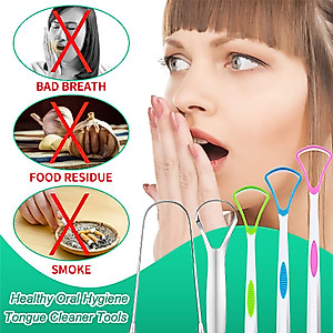 Tongue Scraper Cleaner for Adults Kids, 5 Pack 100% BPA Free Fresher Tongue Tools, Bad Breath Remove Reusable Stainless Steel Tounge Scrapper Set
