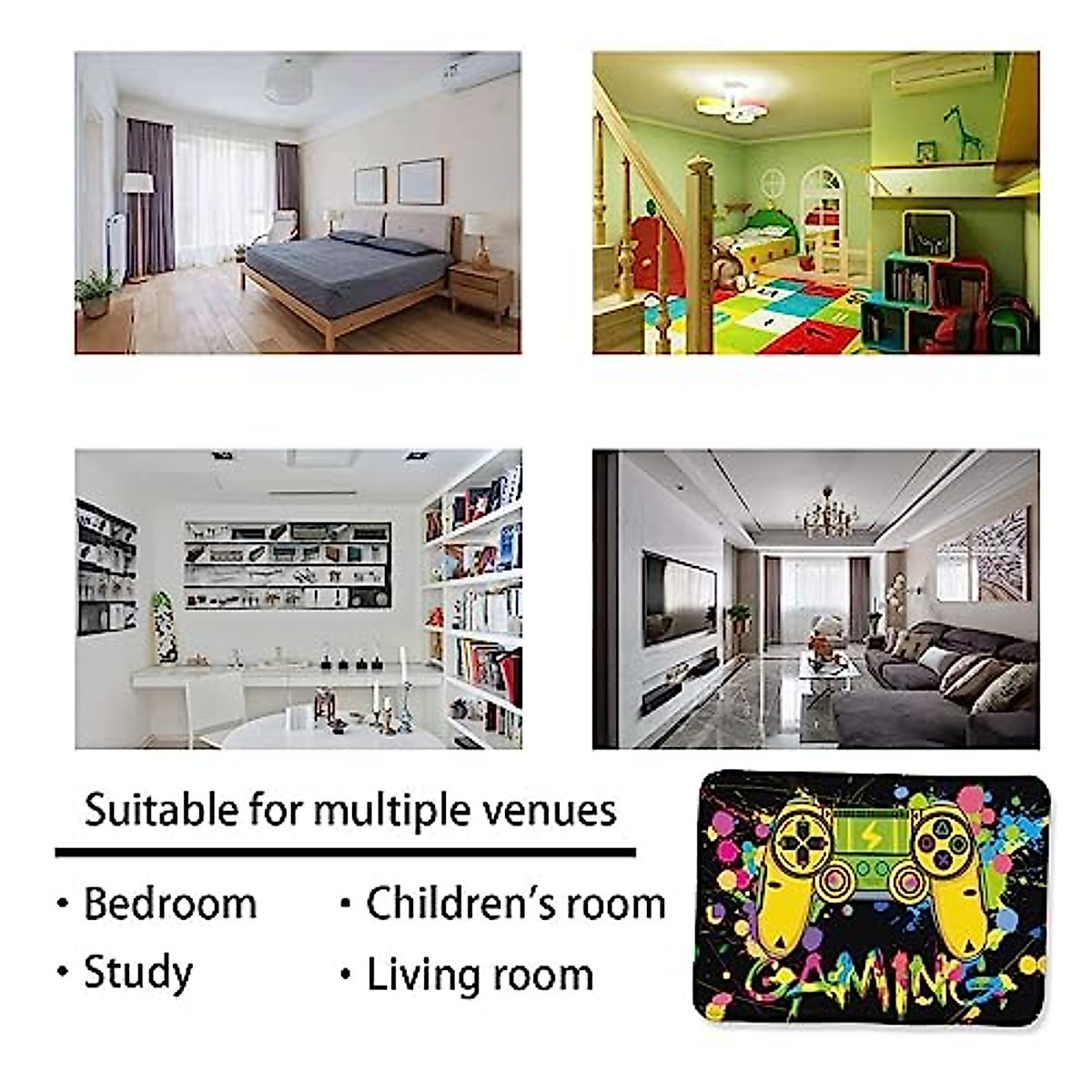 Gaming Room Decor Rug Gamer Rugs for Bedroom UV Reactive Blacklight ...