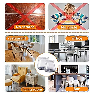 Chair Leg Floor Protectors, 24 Pcs Silicone Felt Furniture Leg Pads Caps Covers for Hardwood Floors (Clear-Medium)