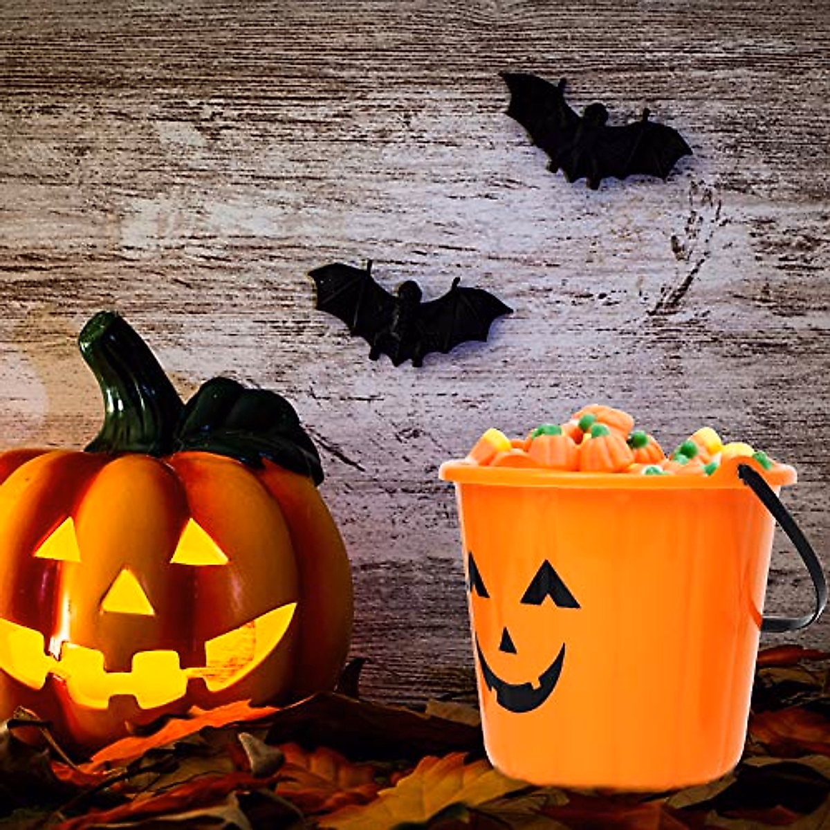 Triumpeek Halloween Pumpkin Trick Treat Bucket, Set of 6 Halloween Jack O Lantern Pails, Trick or Treat Bucket, Portable Plastic Candy Pumpkin Pails
