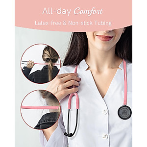 FriCARE Lightweight Stethoscope - Stethoscopes for Nurse Medical Nursing Students - Classic Home Health Diagnostic Kit, StethoMedic Essentials, Lifetime Warranty & FSA HSA Eligible (Pearl Pink)