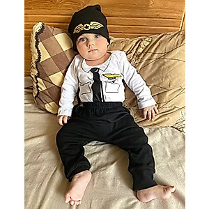 COSLAND Baby Boys Pilot Outfit Infant Halloween Novelty Pant Sets 3-6 Months