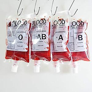 jojofuny 50pcs 250ml Halloween Blood Bag for Drink, Drink Storaging Bag, Drinks Juice Pouch Party Cups Drink Container Zombie Hospital Theme Party Favors