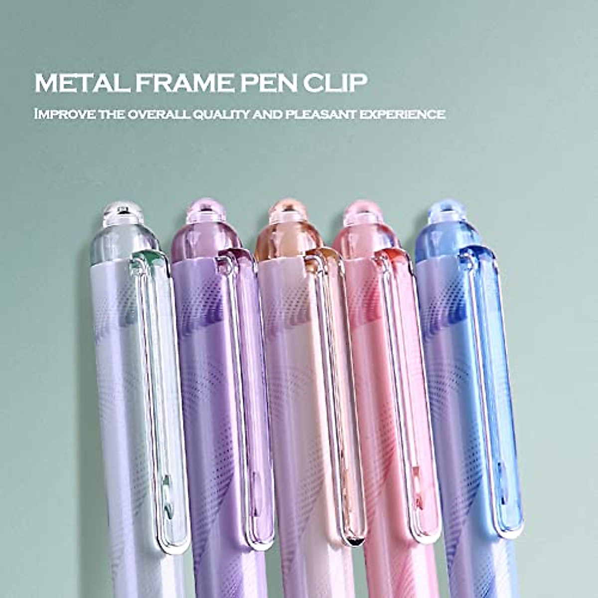 DUNBONG Retractable 0.5mm Porous Point Pen, metal clip, non-slip pen holder, Black ink gel pens, Box of 6 Pens (6)