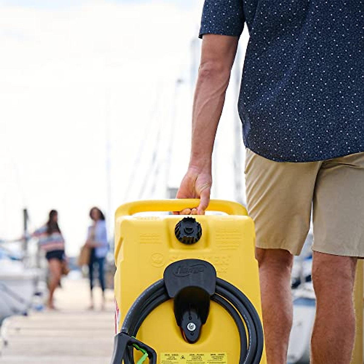 Scepter Flo N' Go Duramax 14 Gallon Portable Diesel Gas Fuel Tank Container Caddy with LE Fluid Transfer Siphon Pump and 10-Foot Long Hose, Yellow