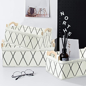 Oubra Small Bin Storage Cube Bins Empty Baskets for Gifts Decorative Baskets for Storage Magazines Books CD DVD Collapsible White Basket