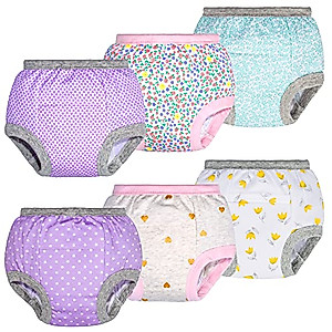 BIG ELEPHANT Baby Girls' Padded Potty Training Pants Underwear 6 Pack, 5T