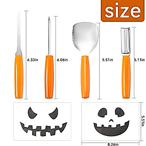 YUET 15PCS Halloween Pumpkin Carving Kit, Professional Sculpting Tools Carving Set, Heavy Duty Stainless Steel, w/Stickers and Carrying Bag, for Adults Or Kids, Halloween Decorations Jack-O-Lanterns