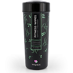 Wipex Natural Wipes for Fitness in Lemongrass & Eucalyptus, Gyms, Yoga, Peloton Cycles, Treadmills and Home, 75 Count (Pack of 4)