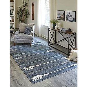 Unique Loom Autumn Collection Area Rug - Arrow (2' x 3' 1" Rectangle, Navy Blue/ Gray)