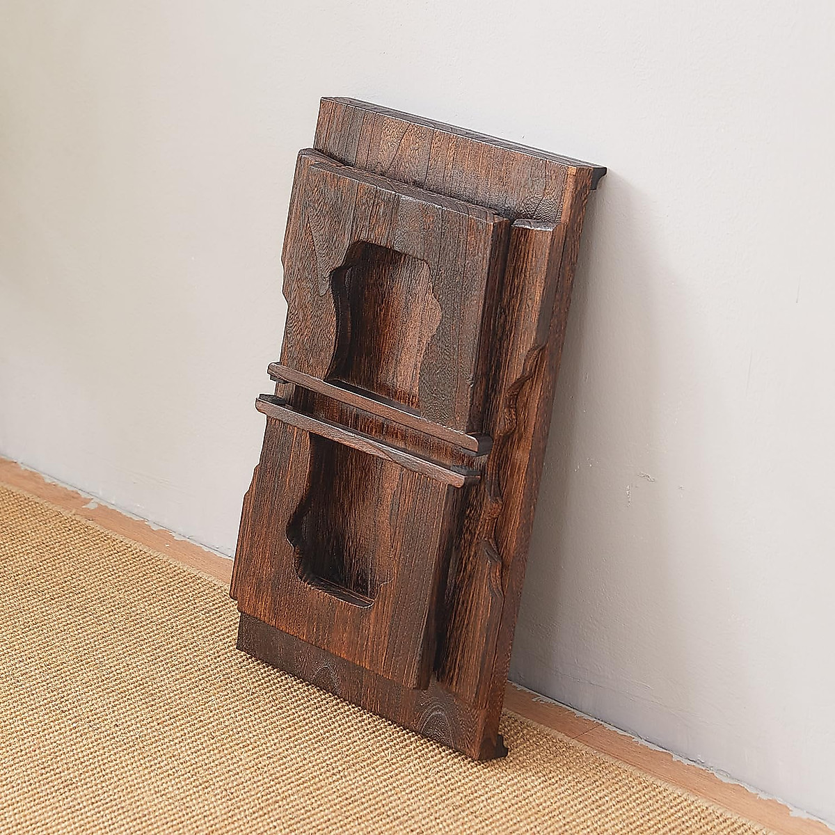 GZQWDC Japanese Floor Table,Small Coffee Table & Tea Table, Altar Table for Meditation,Low Table for Sitting on The Floor,Wood Bed Table Trays with Foldable Legs,Bed Laptop Desk