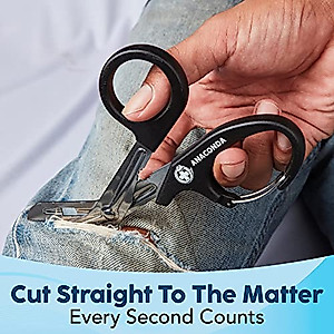 2 Pack Anaconda Medical Trauma Shears with Built-In Carabiner Clip (7.5 inch, Black and Blue)