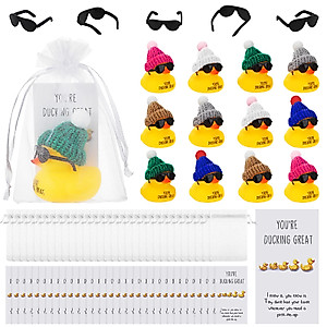 Jenaai 100 Sets Inspirational Mini Rubber Ducks Bulk You're Ducking Great Ducks with Cheer Up Cards Employee Thank You Gifts for Students Teachers Coworker Appreciation Favors