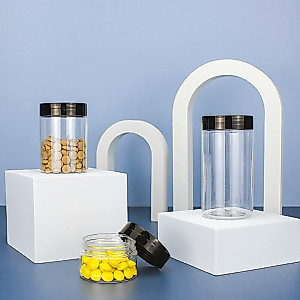 DITUDO 8pcs Assorted Juicing Clear Fruit Jars Ml+ Container Cereal Lip Sample Home Food Wild- Powder Balm Eye Canisters Storage Tea Cylinders Mouth Face Transparent Lids Cosmetics Shadow