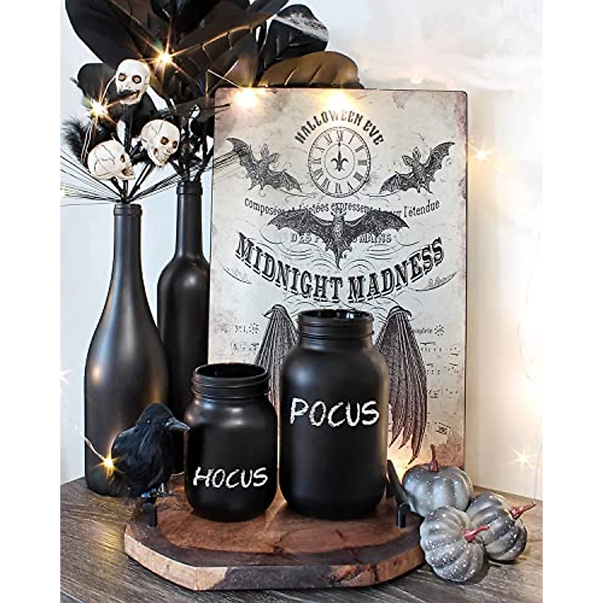 Darware Black Chalkboard Mason Jars (Quart Size, 2-Pack); Black-Coated Blackboard Surface Glass Jars for Arts and Crafts, Gifts, and Rustic Home Decor