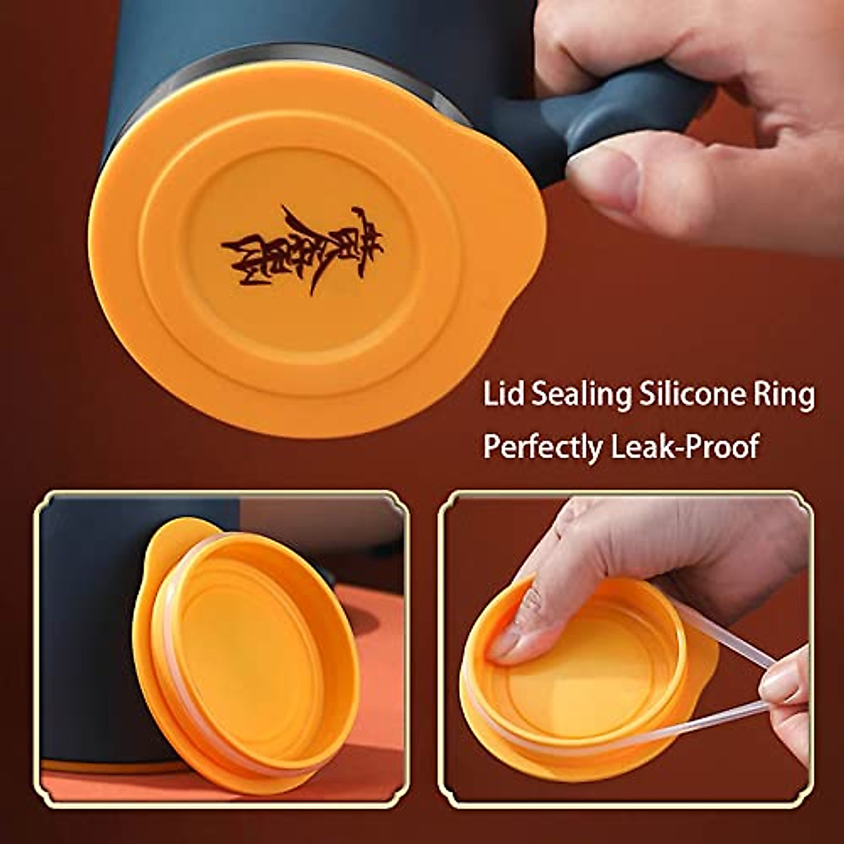 Khanjuan Coffee Mug with Lid and Handle, 14oz Double Layer Anti-scalding and Splash-proof Stainless Steel Coffee Cup, Can be Used for Home,Office,Business Trip and Travel (Blue)