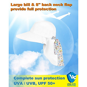 Tirrinia Stylish Garden Hats with Large Brim, Adjustable Safari Neck Cover, and Floral Ribbon