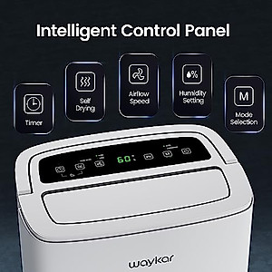 Waykar 120 Pints Energy Star Home Dehumidifier for Spaces up to 6,000 Sq. Ft at Home, in Basements and Large Rooms with Drain Hose, Handle, Auto Defrost and Self-Drying.