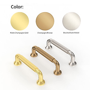 KNOKLOCK 10 Pack 3.75 Inch(96mm) Kitchen Cabinet Handles knurled Champagne Bronze Cabinet Pulls Gold Kitchen Cabinet Hardware Drawer Pulls for Dresser Cupboard Wardrobe