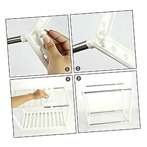 DELURA Sink Drying Rack Cabinet Storage Shelf Rack Under Sink Organizer Under Sink Expandable Shelf Organizer Bathroom Organizer Under Sink Over The Sink Shelf Curtain Tableware White/24