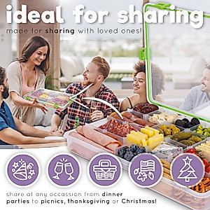 Reel Bites Snackle Box Container for Travel Snack Container - Snackel Box Snack Box Container Snack Tray with Lid Snack Tackle Box for Snacks - Snacklebox Snackle Box Charcuterie Container (Large)